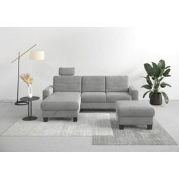 Ecksofa Home Affaire "Summer L-Form", silber, B:249cm H:91cm T:164cm, 100% Polyester, Sofas, Ecksofa, mit Recamiere, mit oder ohne Bettfunktion und Bettkasten, Cord-Bezug