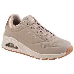 Sneaker Skechers "UNO GOLDEN AIR", Damen, Gr. 39, grau (taupe), Lederimitat, Schuhe Sneaker, Freizeitschuh, Halbschuh, Schn&uuml;rschuh mit Metallic-Einsatz