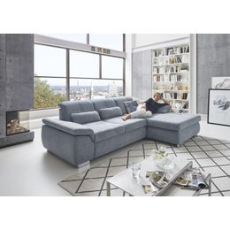 Ecksofa DIE PLANBAR "MP-IN16037 L-Form mit Kaltschaum-Polsterung", blau (ice), B:289cm H:85cm T:195cm, 100% Polyester, Sofas, Ecksofa, mit Sitztiefenverstellung & Zierkissen