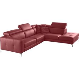Ecksofa Egoitaliano "Matt, hoher Sitzkomfort und aufwendige Detailverarbeitung, L-Form", rot (kirschrot), B:285cm H:100cm T:221cm, Leder &raquo;BULL&laquo; (echtes Rindsleder). Geschliffenes, pigmentiertes und behandeltes Rindsleder mit einer Dicke von 1, 3-1, 5 mm. Dieses Leder zeigt eine ziemlich weiche Hand mit einem halb undurchsichtigen Aussehen. Es handelt sich um ein gesch&uuml;tztes Leder. Eine leichte Dec