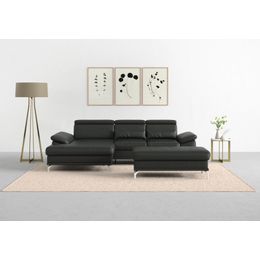 Sit & More Ecksofa SIT & MORE "Cabrio L-Form, B: 295 cm, mit Sitztiefen-, Arm- & Kopfteilverstellung", grau (anthrazit), B:295cm H:87cm T:180cm, Sofas, Ecksofa, 2 Nierenkissen, Federkern, optional Bettfunktion und Stauraum