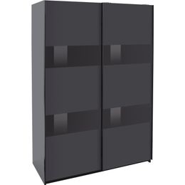 Schwebet&uuml;renschrank wimex "Altona", grau (graphit, grauglas), B:135cm H:198cm T:64cm, Holzwerkstoff, Schr&auml;nke, Schwebet&uuml;renschrank, mit Glaselementen und zus&auml;tzlichen Einlegeb&ouml;den