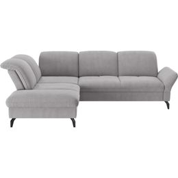 Sit & More Ecksofa SIT & MORE "Leandro L-Form", silber, B:288cm H:88cm T:242cm, 90% Polyester, 10% Polyamid, Sofas, Ecksofa, Wahlweise mit Bett-, Kopfteil - und Armlehnfunktion, sowie Stauraum