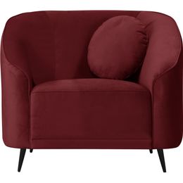 Sessel Home Affaire "Ashly", rot, B:100cm H:81cm T:80cm, 100% Polyester, Sessel, Sessel, in 3 Bezugsvarianten, Boucl&eacute;, Samtoptik und Struktur weich.