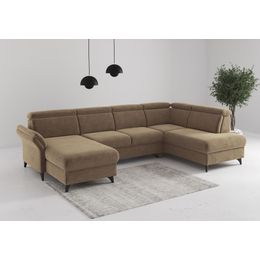 Sit & More Wohnlandschaft SIT & MORE "Glendale, U-Form", hellbraun, B:321cm H:84cm T:193cm, 100% Polyester, Sofas, Wohnlandschaft, inkl. Kopfteilverstellung,wahlweise mit Vorziehsitz und Bettkasten