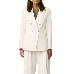 Jackenblazer s.Oliver BLACK LABEL, Damen, Gr. 46, beige (cream), Obermaterial: 86% Polyester, 14% Elasthan. Futter: 100% Polyester, unifarben, slim fit taillenbedeckt, gerader Abschluss, Blazer Jackenblazer, mit Reverskragen