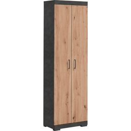 Garderobenschrank FMD, braun (matera, artisan eiche), B:60cm H:195cm T:34,9cm, Holzwerkstoff, Schr&auml;nke, Garderobenschrank