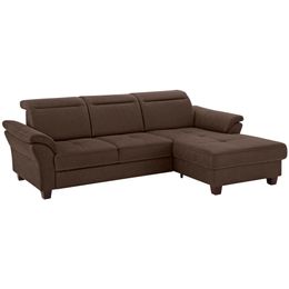 Ecksofa Home Affaire "Solvei L-Form", braun (dunkelbraun), B:255cm H:104cm T:185cm, Struktur (100% Polyester);Luxus-Microfaser Lederoptik (100% Polyester);Luxus-Microfaser ALTARA NUBUCK (100% Polyester), Sofas, Ecksofa, mit Recamierenabschlu&szlig; und Sitztiefenverstellung