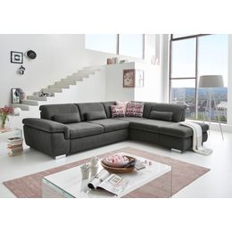 Ecksofa DIE PLANBAR "MP-IN17041 L-Form", grau (anthrazit), B:320cm H:85cm T:260cm, 100% Polyester, Sofas, Ecksofa, Sitztiefenverstellung, optional mit Kopfteilverstellung & Bettfunktion