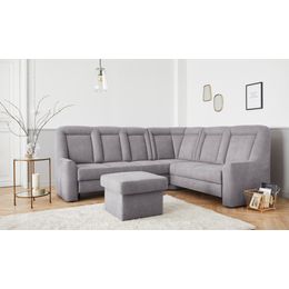 Sit & More Ecksofa SIT & MORE "Melissa L-Form", grau, B:257cm T:217cm, 100% Polyester, Sofas, Ecksofa, klassisches Polsterprogramm, wahlweise Bettfunktion und Schubkasten