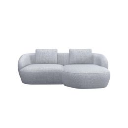 Wohnlandschaft FLEXLUX "Torino, rund, L-Form, Sofa-Ecke mit Recamiere, Longchair-Sofa", grau (sandy shell), B:217cm H:85cm T:146cm, 100% Polyester, Sofas, Wohnlandschaft, Modernes, organisches Sofa-Design, Kaltschaum, Wellenunterfederung