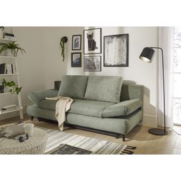 Schlafsofa ED EXCITING DESIGN "Sunny", gr&uuml;n (winter moss), B:212cm H:88cm T:101cm, 92% Polyester, 8% Nylon, Sofas, Schlafsofa, mit Bettkasten & Armteilverstellung