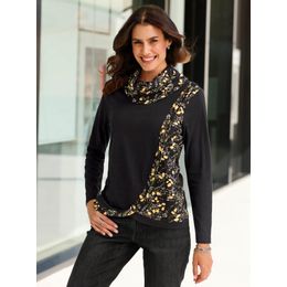 2-in-1-Langarmshirt Inspirationen "Shirt", Damen, Gr. 48, gelb (schwarz, ocker, bedruckt), 50% Baumwolle, 50% Modal, gemustert, mehrfarbig, Shirts 2-in-1-Langarmshirt