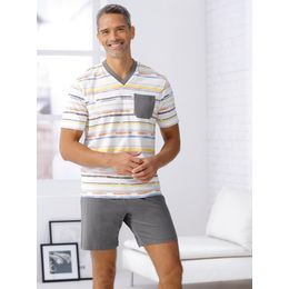 Shorty, Herren, Gr. 44/46, beige (ecru, anthrazit, bedruckt), 100% Baumwolle, Homewear-Sets Shorty