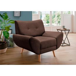 Sessel Home Affaire "Basta", braun (dunkelbraun), B:112cm H:80cm T:82cm, (100% Polyester) Struktur fein (100% Polyester) Chenille, Sessel, Sessel
