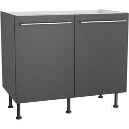 Sp&uuml;lenschrank KOCHSTATION "KS-Bern2", grau (anthrazit, anthrazit), B:100cm H:87cm T:58,4cm, Holzwerkstoff, Schr&auml;nke, Sp&uuml;lenschrank, Breite 100 cm, 2 T&uuml;ren