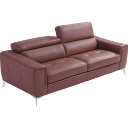 2,5-Sitzer Egoitaliano "Francine, Designsofa, Loungesofa, Breite 213 cm, Fu&szlig;farbe chrom", bunt (rosebraun), B:213cm H:100cm T:106cm, Leder &raquo;BULL&laquo; (echtes Rindsleder). Geschliffenes, pigmentiertes und behandeltes Rindsleder mit einer Dicke von 1, 3-1, 5 mm. Dieses Leder zeigt eine ziemlich weiche Hand mit einem halb undurchsichtigen Aussehen. Es handelt sich um ein gesch&uuml;tztes Leder. Eine leichte D