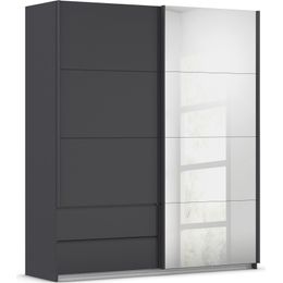 Schwebet&uuml;renschrank Rauch "Kleiderschrank Schrank Garderobe W&auml;scheschrank ELARA mit Spiegel", grau (graumetallic), B:181cm H:210cm T:62cm, Holzwerkstoff, Schr&auml;nke, Schwebet&uuml;renschrank, praktische Schubladen optional farblich abgesetzt MADE IN GERMANY