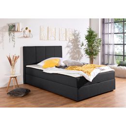 Boxbett Home Affaire "Fidan", grau (anthrazit), B:154cm L:210cm, Komplettbetten, Boxbett, wahlweise mit Bettkasten, in H2, H3 & H4 erh&auml;ltilich