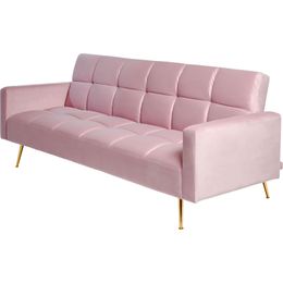Schlafsofa Jahnke "CHILLAX POSH", zartrosa, B:213cm H:85cm T:84cm, Sofas, Schlafsofa, mit Schlaffunktion, edler Samtstoff & F&uuml;&szlig;e im Gold-Look, Breite 213 cm