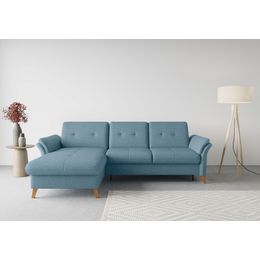 Sit & More Ecksofa SIT & MORE "G&ouml;teborg", blau (eisblau), B:268cm H:90cm T:176cm, Sofas, Ecksofa, Sitztiefenverstellung und Federkern, wahlweise mit Bettfunktion