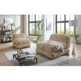 XXL-Sessel Home Affaire "Pia", beige (creme), B:106cm H:84cm T:125cm, Sessel, XXL-Sessel, Loungesessel in Megacord, 2 Gr&ouml;&szlig;en, Schlaffunktion und Pouf-Funktion