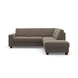 Ecksofa Home Affaire "County L-Form", beige (dunkelbeige), B:236cm H:81cm T:213cm, Luxus-Microfaser (100% Polyester);Struktur fein (100% Polyester);Luxus-Microfaser weich (9&szlig;% Polyester, 10% Polyamid), Sofas, Ecksofa, wahlweise Ottomane links oder rechts, mit Federkern-Polsterung