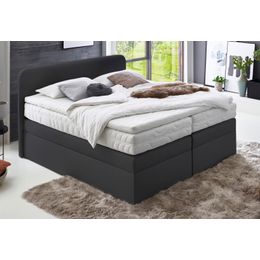 Boxspringbett, schwarz, B:105cm L:212cm, Box und Kopfteil: Microvelours (100% Polyester) oder Kunstleder (Polyurethan);Bezug der Obermatratze: 100% Polyester, Westfalia Schlafkomfort, Komplettbetten, Boxspringbett, wahlweise mit Bettkasten