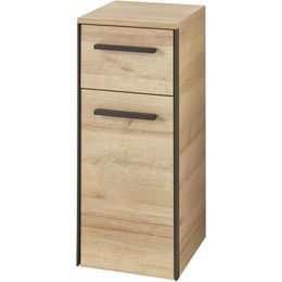 Unterschrank SAPHIR "Quickset 395 Badschrank, 1 T&uuml;r, 1 Schublade, 30cm breit, Griff Schwarz", braun (riviera eiche quer nb), B:30cm H:72cm T:33cm, Holzwerkstoff, Schr&auml;nke, Unterschrank, Badezimmerm&ouml;bel inkl. T&uuml;rd&auml;mpfer, Riviera Eiche quer Nachbildung