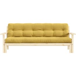 Schlafsofa Karup Design "Unwind", gelb (honey), B:190cm H:14cm T:92cm, Sofas, Schlafsofa, Mit Holzstruktur, inkl. Futonmatratze, Liegefl&auml;che 130x190 cm