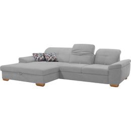Ecksofa Alina "Nadira", grau (mittelgrau xbo 19), B:297cm H:91cm T:199cm, Struktur fein XBO (90% Polyester, 10% Polyamide);Chenille GCP (100% Polyester), Sofas, Ecksofa, wahlweise mit Bettfunktion und Stauraum