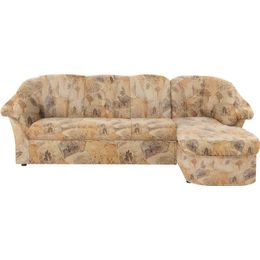 Ecksofa DOMO collection "Pegnitz, elegante R&uuml;ckensteppung, kompakte Stellma&szlig;e 238/141cm, L-Form", beige, B:238cm H:82cm T:141cm, 100% Polyester, Sofas, Ecksofa, wahlweise mit Bettfunktion