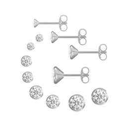 Ohrstecker-Set Firetti "Multipack Schmuck Geschenk Silber 925 Ohrstecker Glitzerstein", silber (silberfarben, kristallwei&szlig;, kristallwei&szlig;), Ohrringe, Damen, Silber 925 (Sterlingsilber), Ohrstecker-Set, mit Zirkonia (synth.)