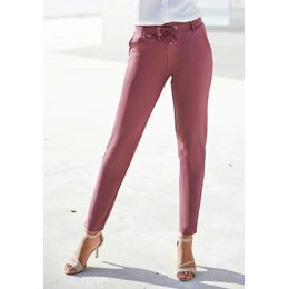 Jogger Pants Lascana, Damen, Gr. 46, N-Gr, lila (beere), Sweatware, Obermaterial: 70% Viskose, 25% Polyamid, 5% Elasthan, unifarben, Basic schmal kn&ouml;chelfrei, Hosen Jogger Pants, mit elastischem Bund und G&uuml;rtelschlaufen, Loungewear, Topseller