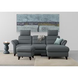 Sit & More Ecksofa SIT & MORE "Mellum L-Form", grau (dunkelgrau), B:250cm H:87cm T:163cm, 100% Polyester, Sofas, Ecksofa, Federkern, wahlweise mit Bettfunktion, Bettkasten und Armteilfunktion