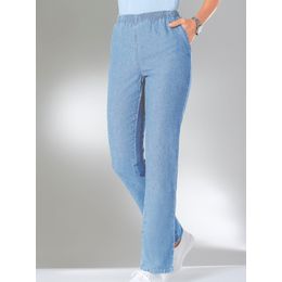 Schlupfjeans Classic Basics, Damen, Gr. 46, Normalgr&ouml;&szlig;en, blau (blau, bleached), 100% Baumwolle, unifarben, lang, Jeans Schlupfjeans