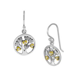 Paar Ohrh&auml;nger Firetti "Schmuck Geschenk Silber 925 Ohrschmuck Ohrhaken Herz Lebensbaum", gold (silberfarben, gelbgoldfarben, wei&szlig;, kristallwei&szlig;), Ohrringe, Damen, 12mm, Silber 925 (Sterlingsilber), Paar Ohrh&auml;nger, mit Zirkonia (synth.)