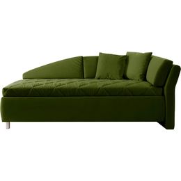 Schlafsofa Alina "Lindsay", gr&uuml;n (olivgr&uuml;n tsv 23), B:223cm H:80cm T:112cm, Samtstoff TSV (100% Polyester), Sofas, Schlafsofa, Bettkasten, Zierkissen-Set aus: 2 Stk. 40x40cm, 1 Stk. 30x30cm