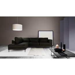 Ecksofa Trendmanufaktur "Luzi, wahlweise mit Schlaffunktion und Bettkasten, gem&uuml;tlich, L-Form", braun (eiffel tower), Sofas, B/H/T: 264cm x 80cm x 203cm, Samtvelours, Ottomane links, ohne Schlaffunktion, ohne Bettkasten, 100% Polyester, Ecksofa, Designsofa mit Ottomane, Metallf&uuml;&szlig;e schwarz, Breite 264 cm, B:264cm H:80cm T:203cm