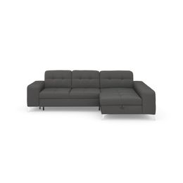 Sit & More Ecksofa SIT & MORE "Baviene L-Form", grau, B:286cm H:92cm T:176cm, Sofas, Ecksofa, inklusive Sitztiefenverstellung und Federkern, wahlweise Bettfunktion