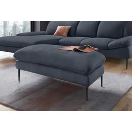 Hocker W.Schillig "enjoy&MORE", blau (marine r66), B:106cm H:45cm T:71cm, Chenille-Flachgewebe R66 (85% Polyester, 15% Nylon);Longlife Xtra-Leder Z59: Glattleder mit modischer Pr&auml;gung. Hautst&auml;rke 0, 9 - 1, 1 mm;Stoff S37 (100% Polyester), Hocker, Hocker, F&uuml;&szlig;e schwarz pulverbeschichtet, Breite 106 cm