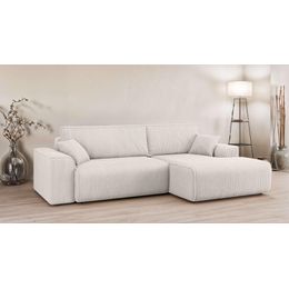 Ecksofa Home Affaire "Santenay mit Bettfunktion und Bettkasten, Ma&szlig;e: B/T/H 266/164/90 cm", beige (creme), B:266cm H:90cm T:164cm, 100% Polyester, Sofas, Ecksofa, L-Form mit Wellenfederung, Schlaffl&auml;che: 140x213 cm, auch in Cord