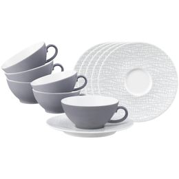Tasse Seltmann Weiden "Teetassen mit Untertassen Life Fashion 140 ml 6er Set", grau (elegant grau), 12 tlg., Porzellan, Trinkgef&auml;&szlig;e, Tasse