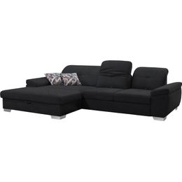 Ecksofa Alina "Tessa", schwarz (schwarz xbo 10), B:300cm H:91cm T:199cm, Struktur weich (100% Polyester), Sofas, Ecksofa, inkl. Sitztiefenverstellung, wahlweise mit Bettfunktion und Bettkasten