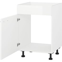 Sp&uuml;lenschrank KOCHSTATION "KS-Scafa", wei&szlig; (wei&szlig; hg, stahl dunkel), B:60cm H:75cm T:56cm, Schr&auml;nke, Sp&uuml;lenschrank, in verschiedenen Breiten, wahlweise T&uuml;ranschlag rechts oder links