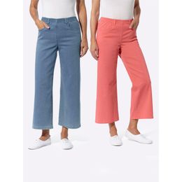 Bequeme Jeans Classic Basics, Damen, Gr. 46, Normalgr&ouml;&szlig;en, bunt (blau, bleached, koralle), 97% Baumwolle, 3% Elasthan, unifarben, 7/8-L&auml;nge, Jeans Bequeme Jeans