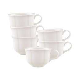 Villeroy & Boch Tasse VILLEROY & BOCH "Teetassen Manoir 130 ml 6er Set wei&szlig;", wei&szlig;, Porzellan, Trinkgef&auml;&szlig;e, Tasse