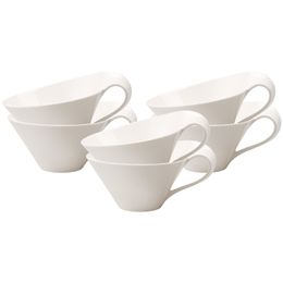 Villeroy & Boch Tasse VILLEROY & BOCH "Teetasse NewWave 220 ml 6er Set wei&szlig;", wei&szlig;, Porzellan, Trinkgef&auml;&szlig;e, Tasse