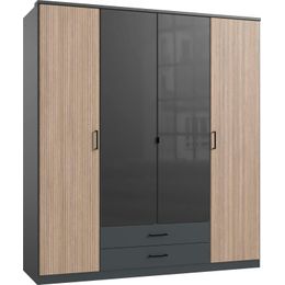 Kleiderschrank wimex "Fulda, 135 oder 180/58/199cm, 2 Schubladen, Made in Germany", bunt (grafit, au&szlig;ent&uuml;ren multiplex optik), B:180cm H:199cm T:58cm, Holzwerkstoff, Schr&auml;nke, Kleiderschrank, besonderer Look durch Multiplex Optik, mit oder ohne Glasauflage
