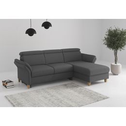 Ecksofa Home Affaire "Glendale, L-Form", dunkelgrau, B:253cm H:84cm T:166cm, 95% Polyester, 5% Polyamid, Sofas, Ecksofa, inkl. Kopfteilverstellung, wahlweise mit Vorziehsitz und Bettkasten